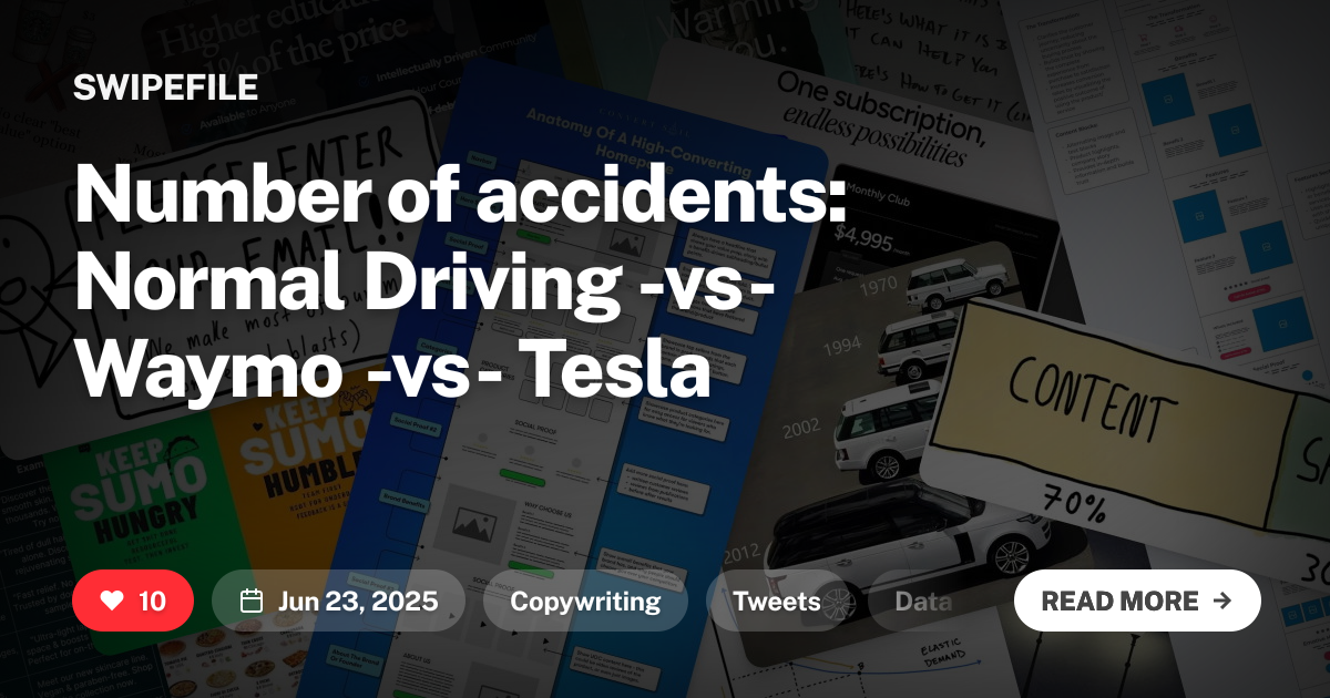 Number of accidents: Normal Driving -vs- Waymo -vs- Tesla | Swipefile