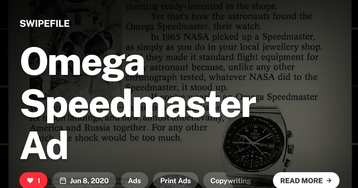 Omega Speedmaster Ad | Swipefile