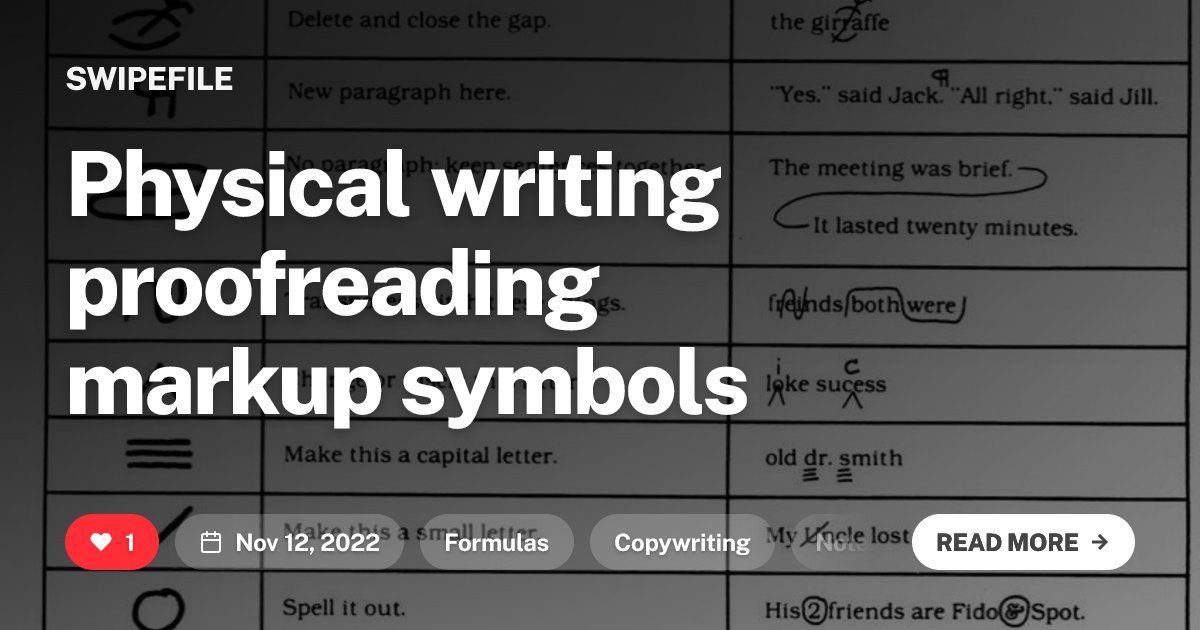 Physical writing proofreading markup symbols | SwipeFile
