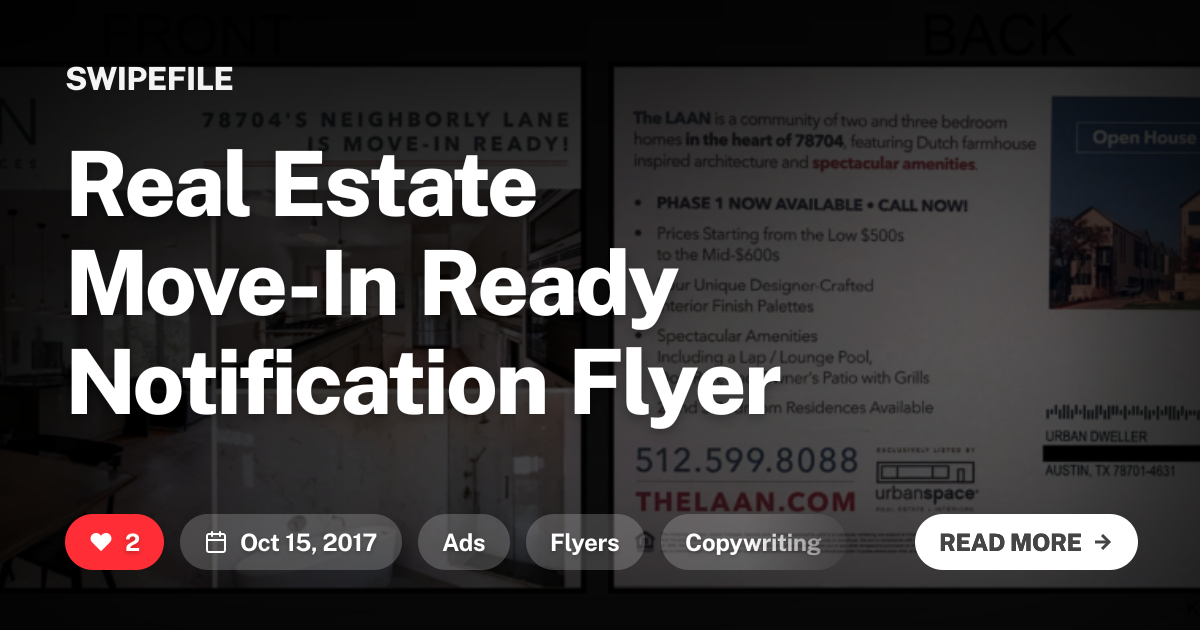 Real Estate Move-In Ready Notification Flyer | Swipefile