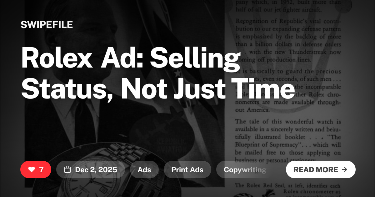 Rolex Ad: Selling Status, Not Just Time | SwipeFile