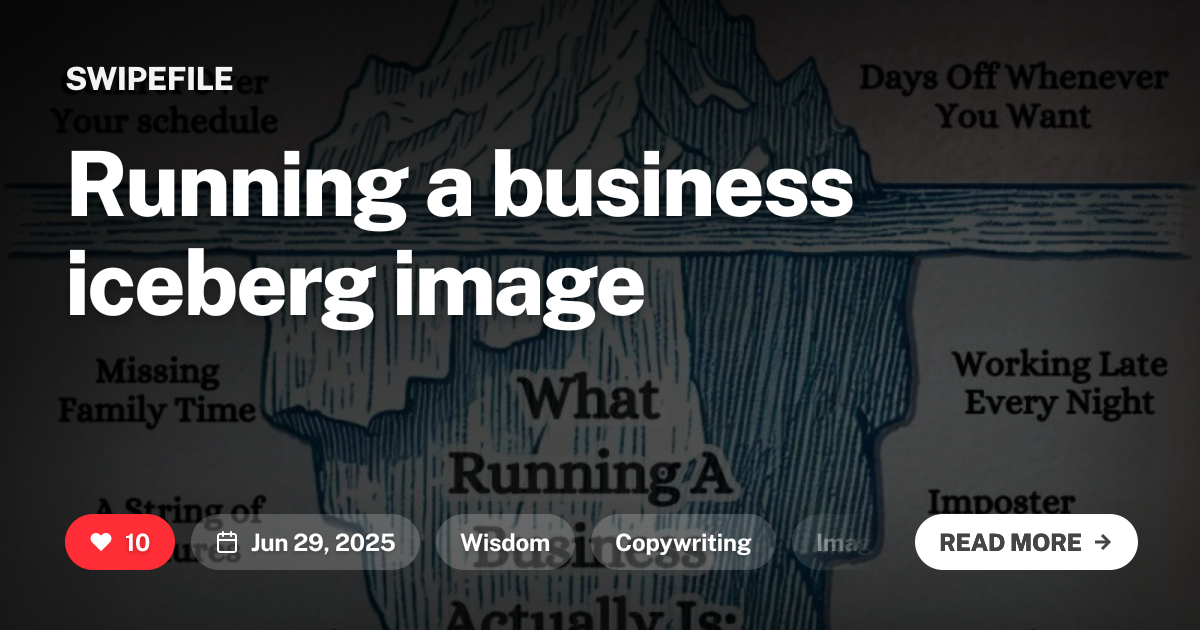 Running a business iceberg image | Swipefile