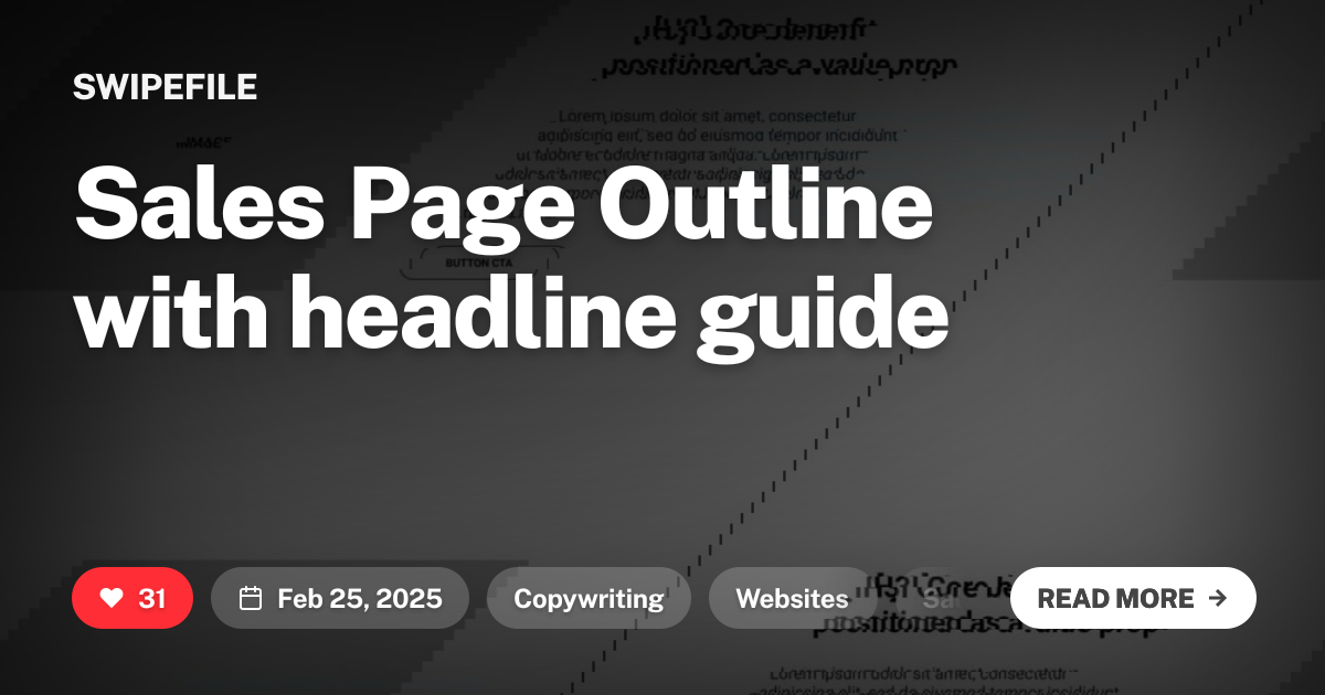 Sales Page Outline with headline guide | SwipeFile