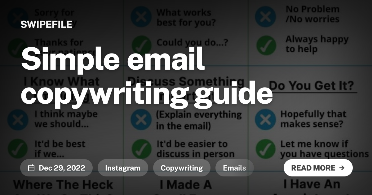 Simple email copywriting guide | SwipeFile