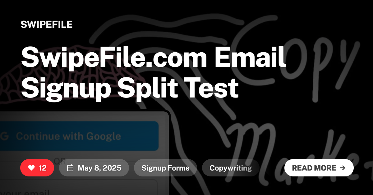 SwipeFile.com Email Signup Split Test | Swipefile
