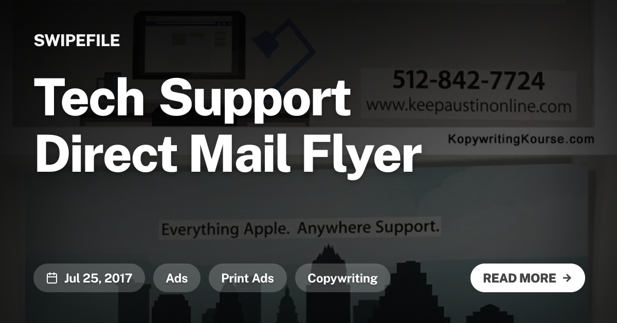 Tech Support Direct Mail Flyer | SwipeFile