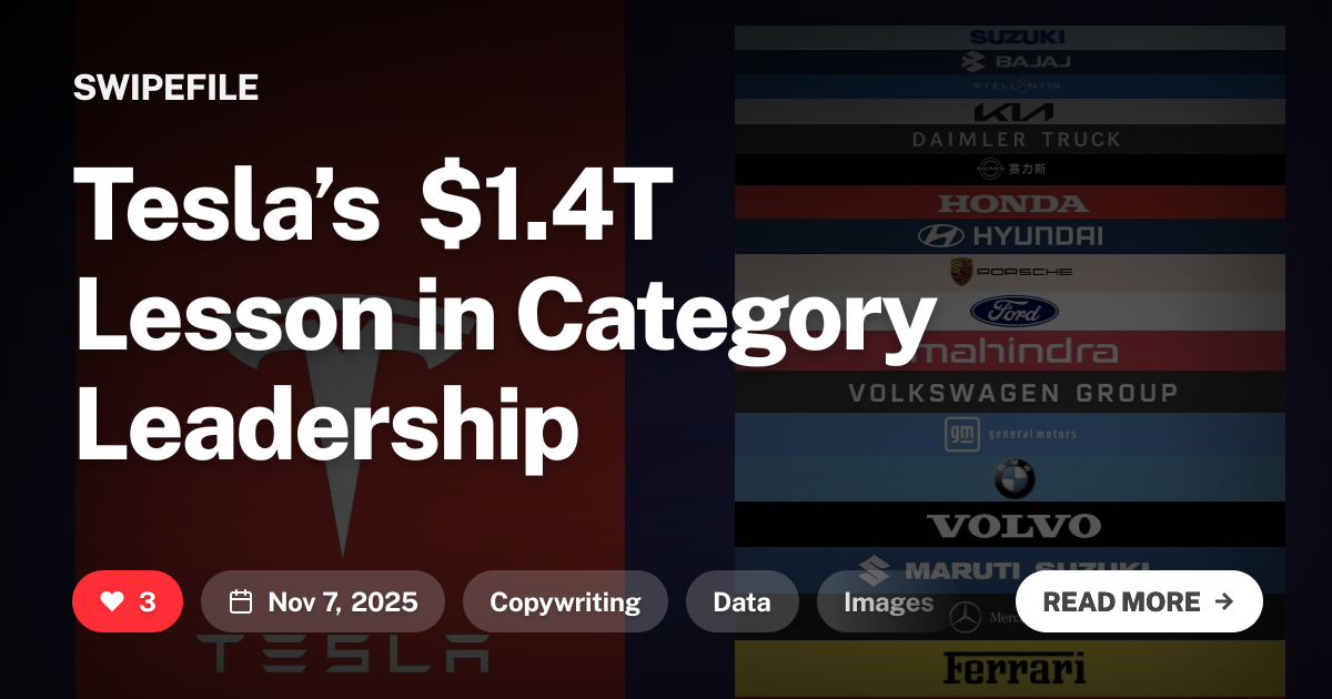 Tesla’s $1.4T Lesson in Category Leadership | Swipefile