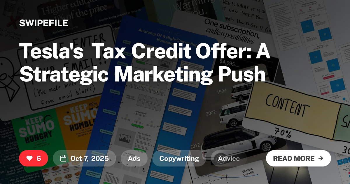 Tesla's Tax Credit Offer: A Strategic Marketing Push | SwipeFile