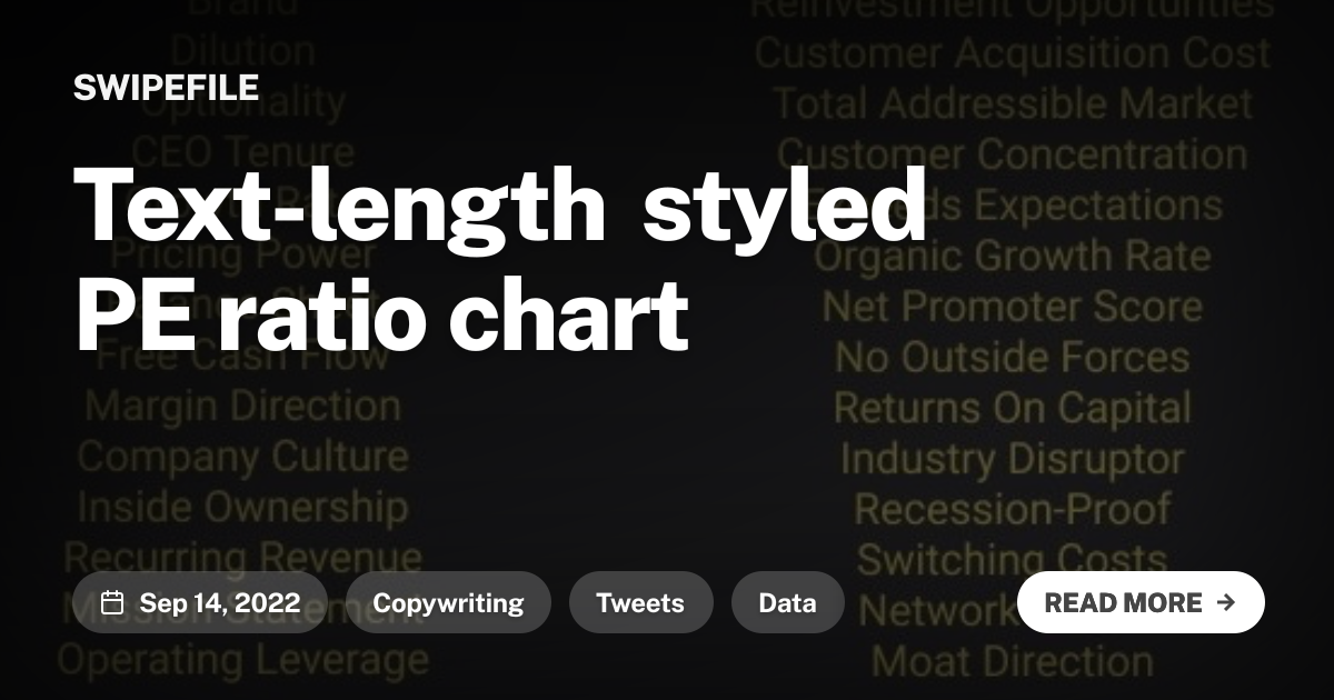 Text-length styled PE ratio chart | SwipeFile