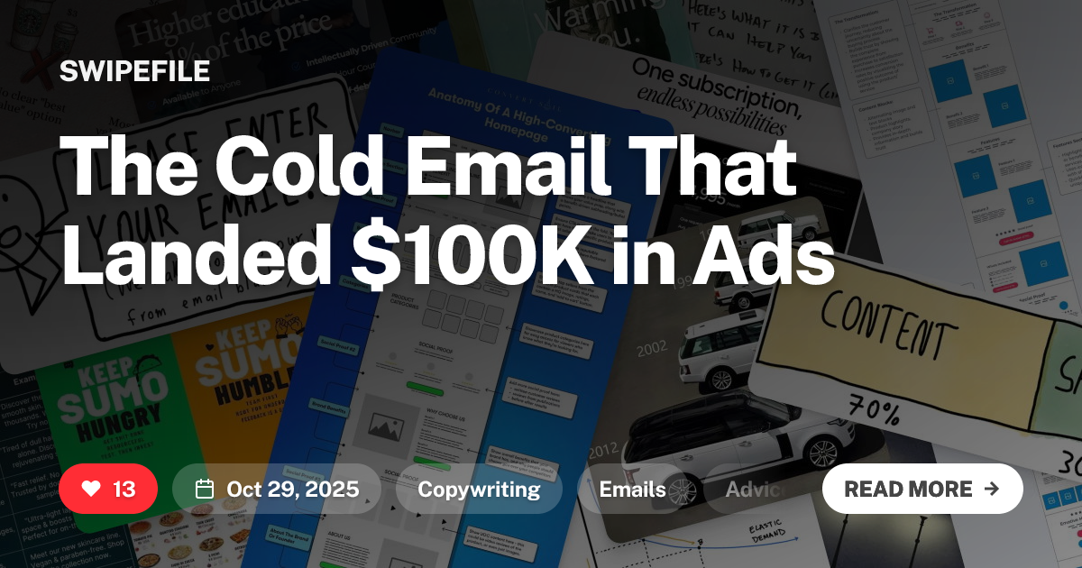 The Cold Email That Landed $100K in Ads | SwipeFile