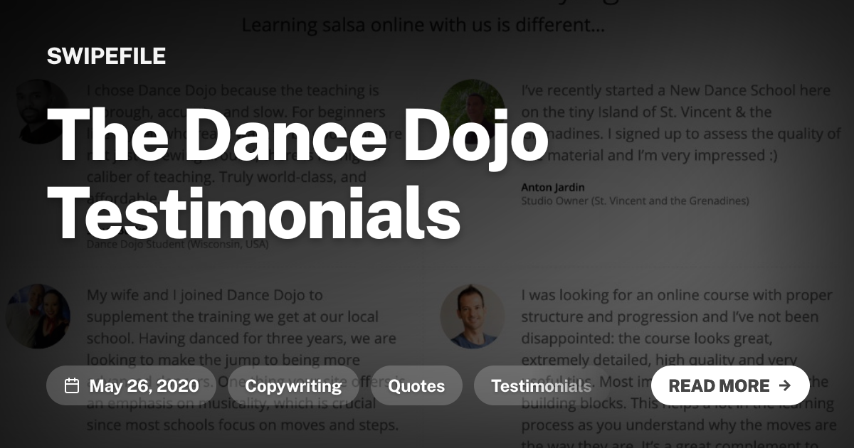 The Dance Dojo Testimonials | SwipeFile