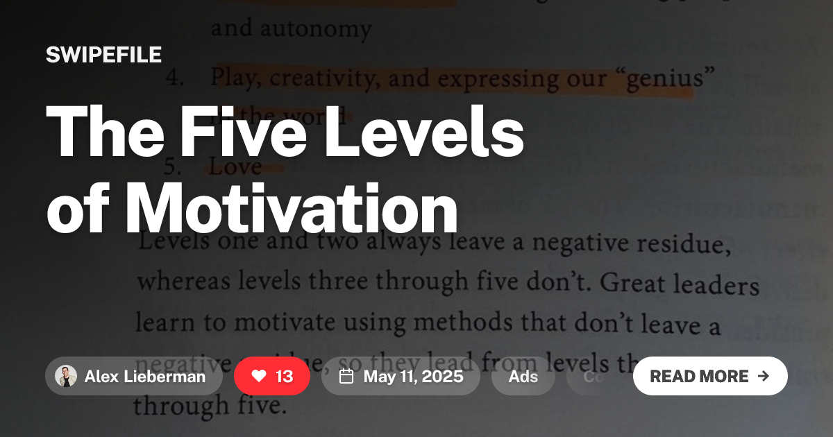 The Five Levels of Motivation | SwipeFile