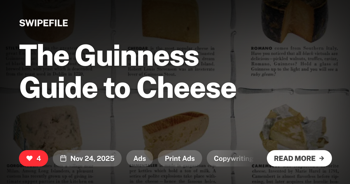 The Guinness Guide to Cheese | SwipeFile