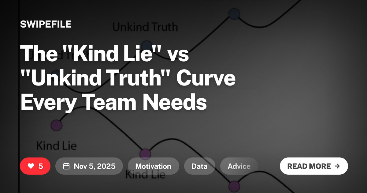 The "Kind Lie" vs "Unkind Truth" Curve Every Team Needs | Swipefile
