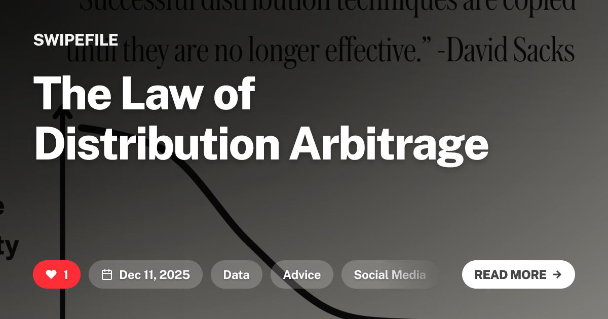 The Law of Distribution Arbitrage | SwipeFile