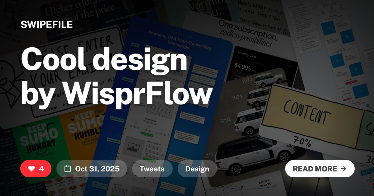 Cool design by WisprFlow | SwipeFile