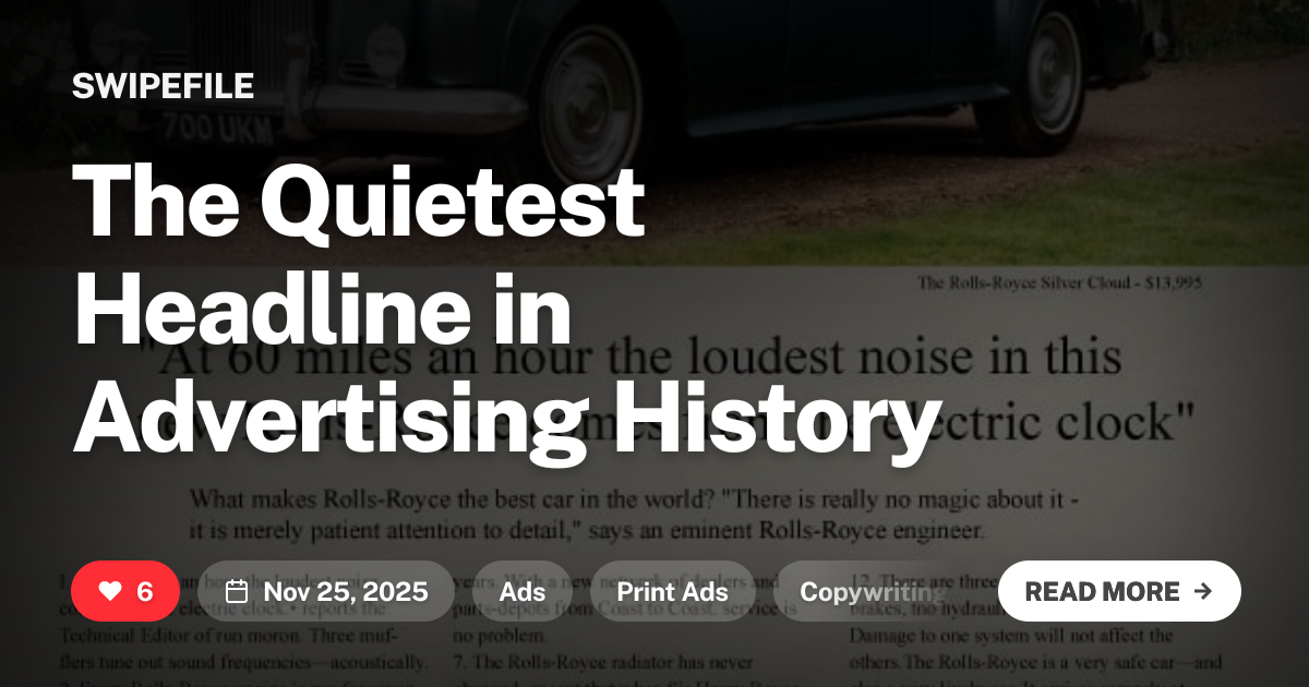 The Quietest Headline in Advertising History | SwipeFile