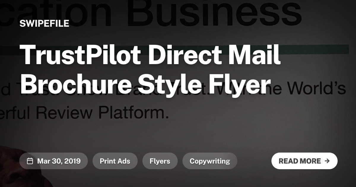 TrustPilot Direct Mail Brochure Style Flyer | SwipeFile