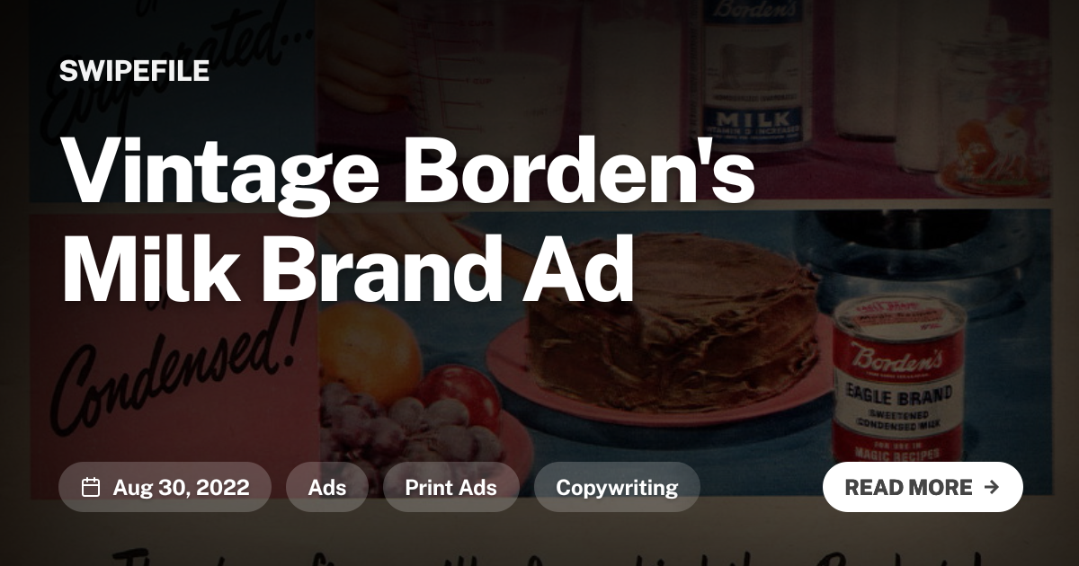 Vintage Borden's Milk Brand Ad | Swipefile