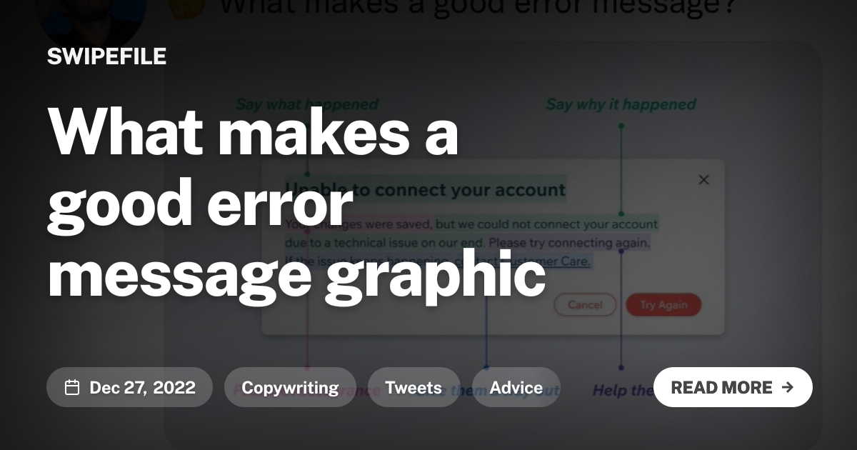 What makes a good error message graphic | SwipeFile