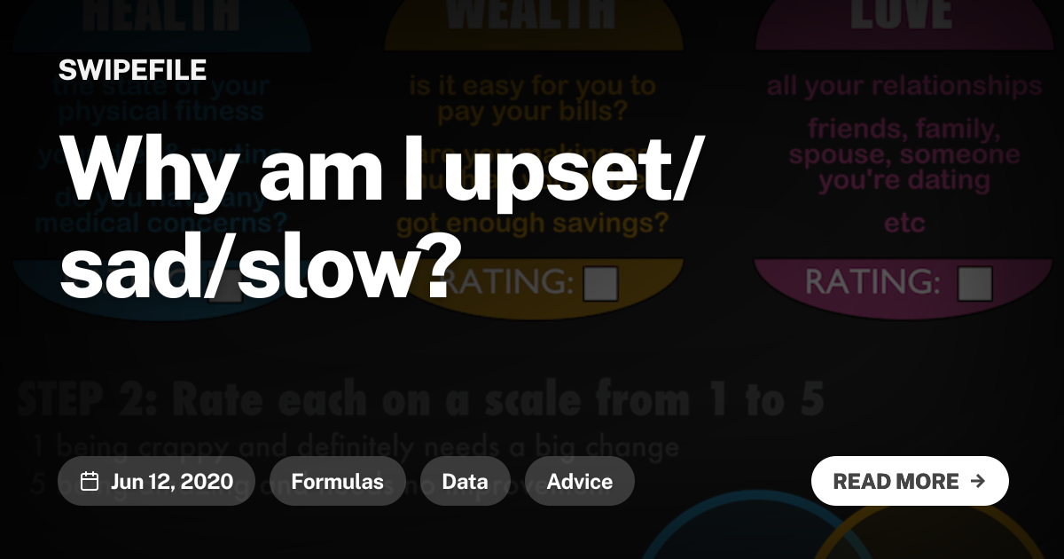 Why am I upset/sad/slow? | SwipeFile
