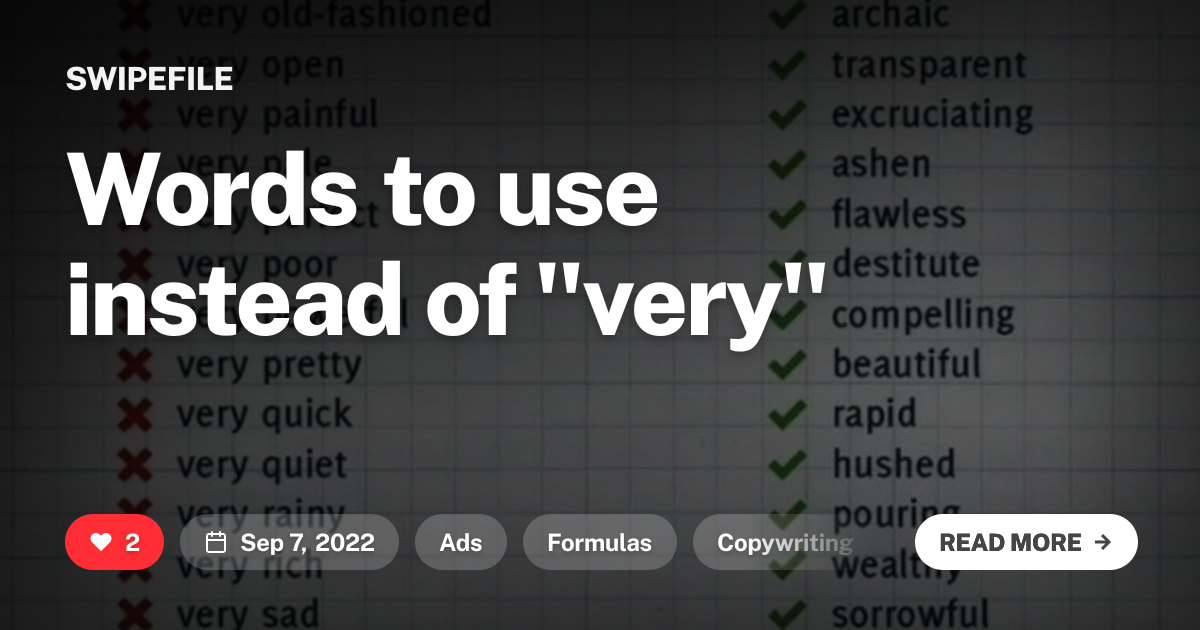 Words to use instead of "very" | SwipeFile