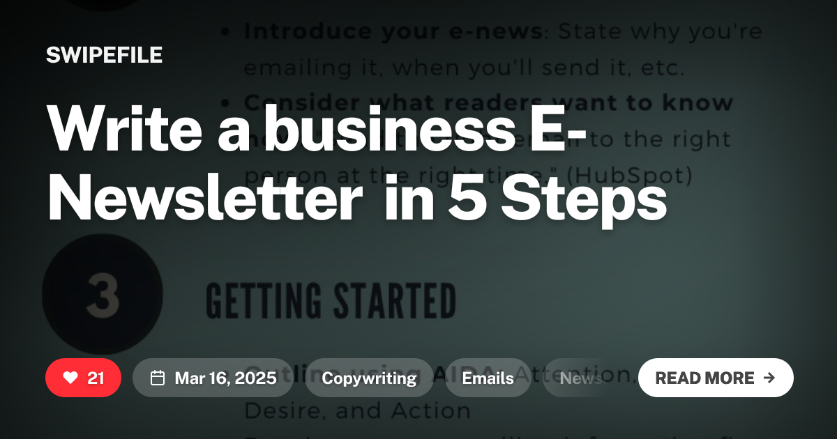 Write a business E-Newsletter in 5 Steps | SwipeFile